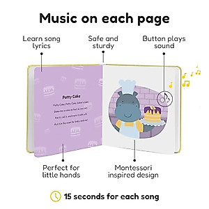 Cali's Books Patty Cake Nursery Rhyme Interactive Books for 1 Year Old - Perfect 1 Year Old Girl Gifts Sound Book for Toddlers 1-3 - Musical Book for Toddlers with 6 Favorite Songs