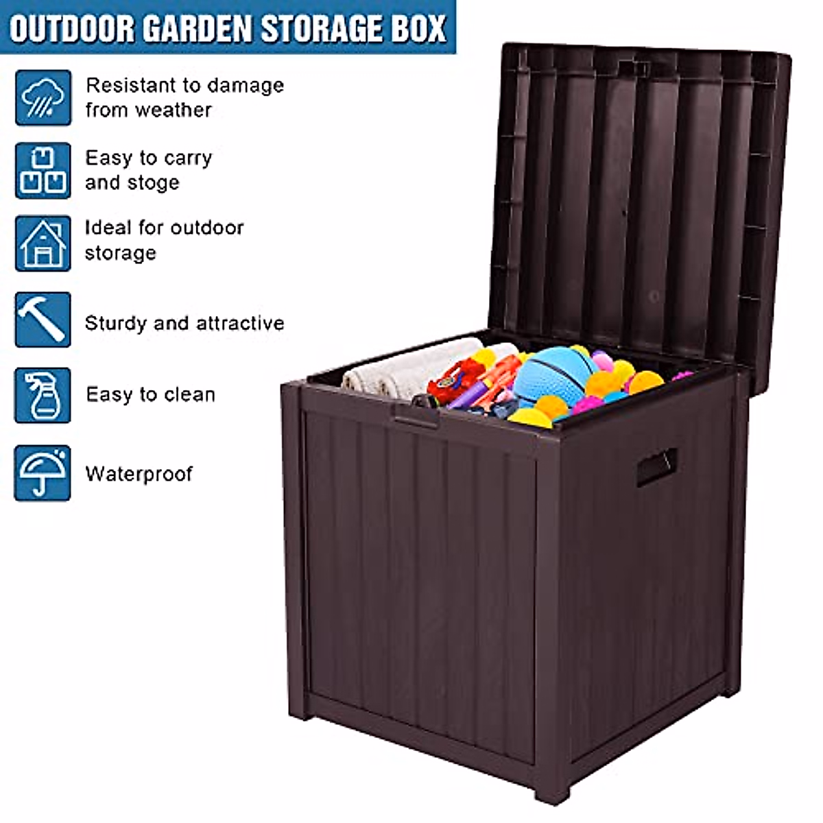HomVent 51 Gallon Outside Storage Box Deck Boxes Outdoor waterproof Storage Container For Patio Cushions,Patio Furniture, Garden Tools and Pool Toys All Weather Using (Brown)