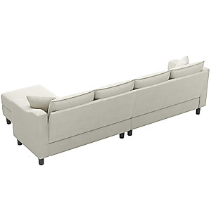 Belffin Velvet Convertible Sectional Sofa L Shaped Couch Reversible Sectional Sofa with Chaise Velvet 4 Seat Sectional Sofa (Beige)…