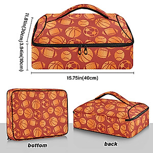 NFMILI Casserole Carrier for Hot Cold Ball Game Silhouette Print, Insulated Food Delivery Bag Reusable Warmer Carrier Bag with Inner Pocket Aesthetic Print 15.75×11.81×3.94 inch