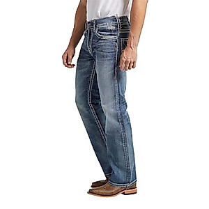Silver Jeans Co. Men's Zac Relaxed Fit Straight Leg Jeans, Light Indigo, 38W x 30L