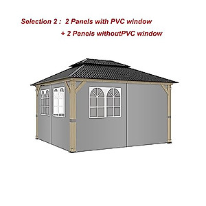 Garden Sunny 2 Panels-10'x10' Replacement Universal Gazebo Curtains Privacy Sidewall,Shade Curtains,Protecting Side Walls (Only Curtain -2 Panels Without PVC Window)-Grey