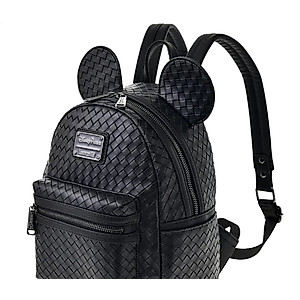 Loungefly Disney Parks Black Woven Mini Backpack - Mickey Mouse