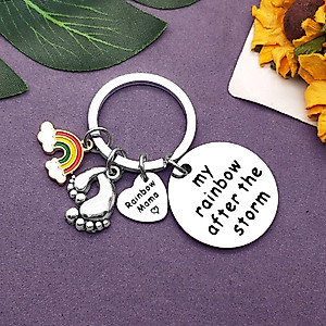 New Mom Jewelry Gifts Mom to Be Gift Keychain Inspirational Jewelry Rainbow Jewelry Pregnancy Announcement Baby Announcement Gifts My Rainbow After The Storm,Encouragement Gift