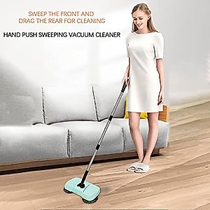 Hand Push Sweeper, Household Lazy Dry Sweep, Wet Mop, Storage,3 in 1 Suction Sweeping Machine, 180° Range of Motion, Hand-Push Automatic Hand Sweeper is Light and Quiet, for Wood Hardfloor, Tile