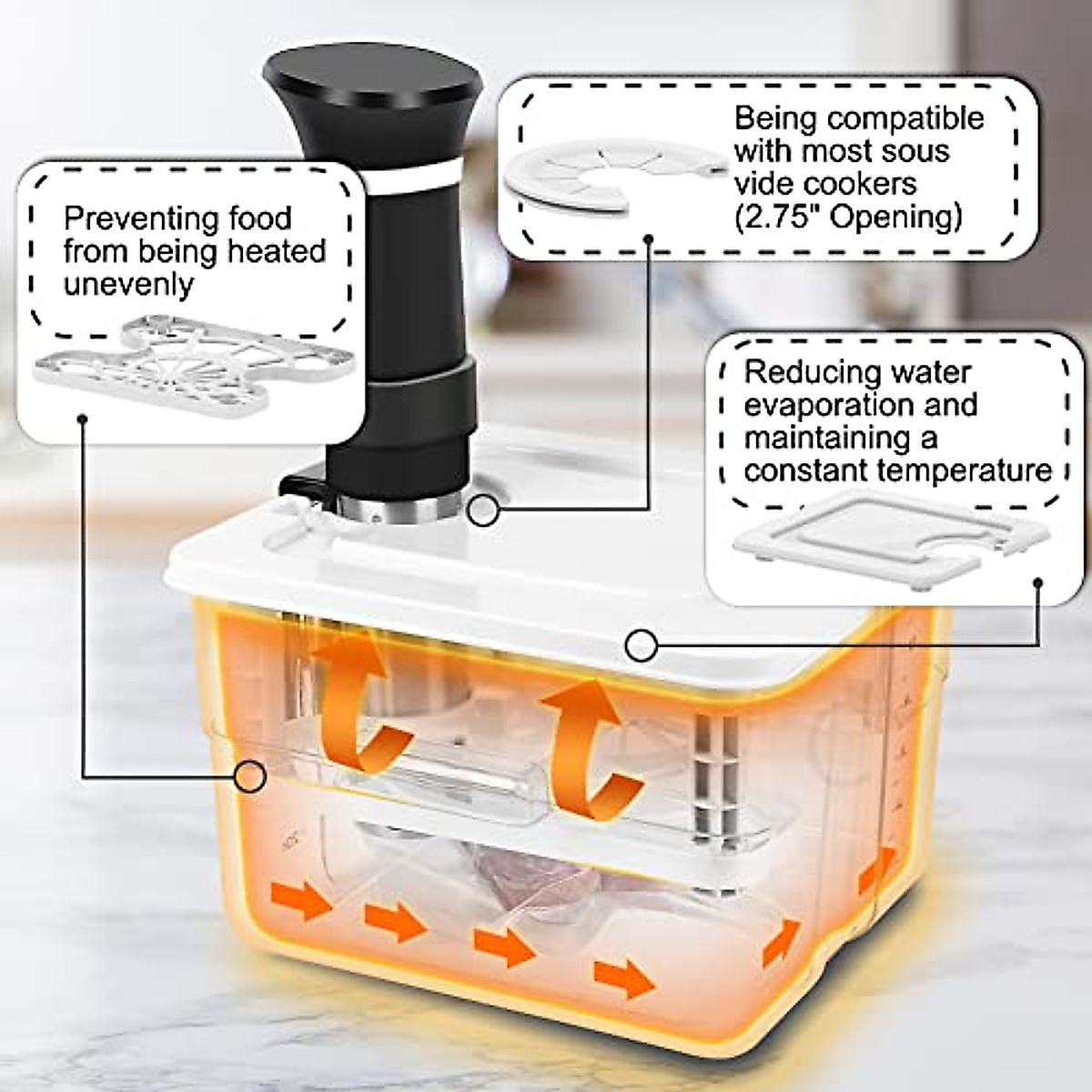 Sous Vide Container with Lid and Rack Sous Vide Containers Sous Vide Pot 12.6 Quart Slow Cooker Container Cooking Container Compatible with Most Sous Vide Cookers