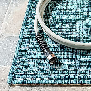 SAFAVIEH Courtyard Collection 8' x 10' Grey / Aqua CY8403 Indoor/ Outdoor Patio Backyard Mudroom Area Rug