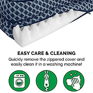 Furhaven Orthopedic Dog Bed for Large Dogs w/ Removable Bolsters & Washable Cover, For Dogs Up to 95 lbs - Plush & Woven Decor Comfy Couch Sofa - Diamond Blue, Jumbo/XL