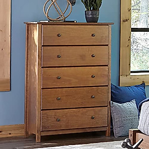 Grain Wood Furniture Shaker 5-Drawer Chest, Walnut