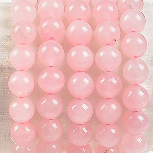 Massive Beads Natural Healing Power Gemstone Crystal Beads Unisex Adjustable Macrame Bracelets 8mm (Rose Pink)