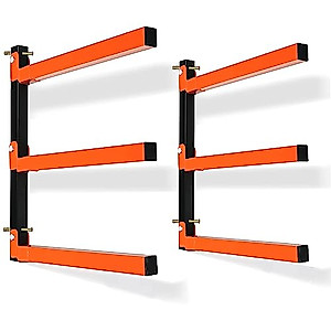 Thanaddo 3-Level Metal Wall Mount Lumber Storage Rack Wood Organizer Rack Lumber Rack Metal Rack Indoor & Outdoor (2PACK)