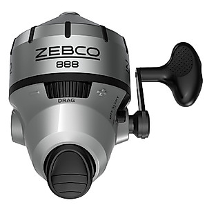 Zebco 888 Spincast Fishing Reel, Size 80 Reel, Changeable Right- or Left-Hand Retrieve, Built-in Bite Alert, 2.6:1 Gear Ratio, Pre-spooled with 25 lb Zebco line, Silver