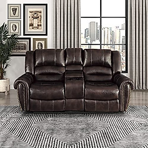 Lexicon Jacaranda Manual Double Glider Reclining Loveseat, Brown