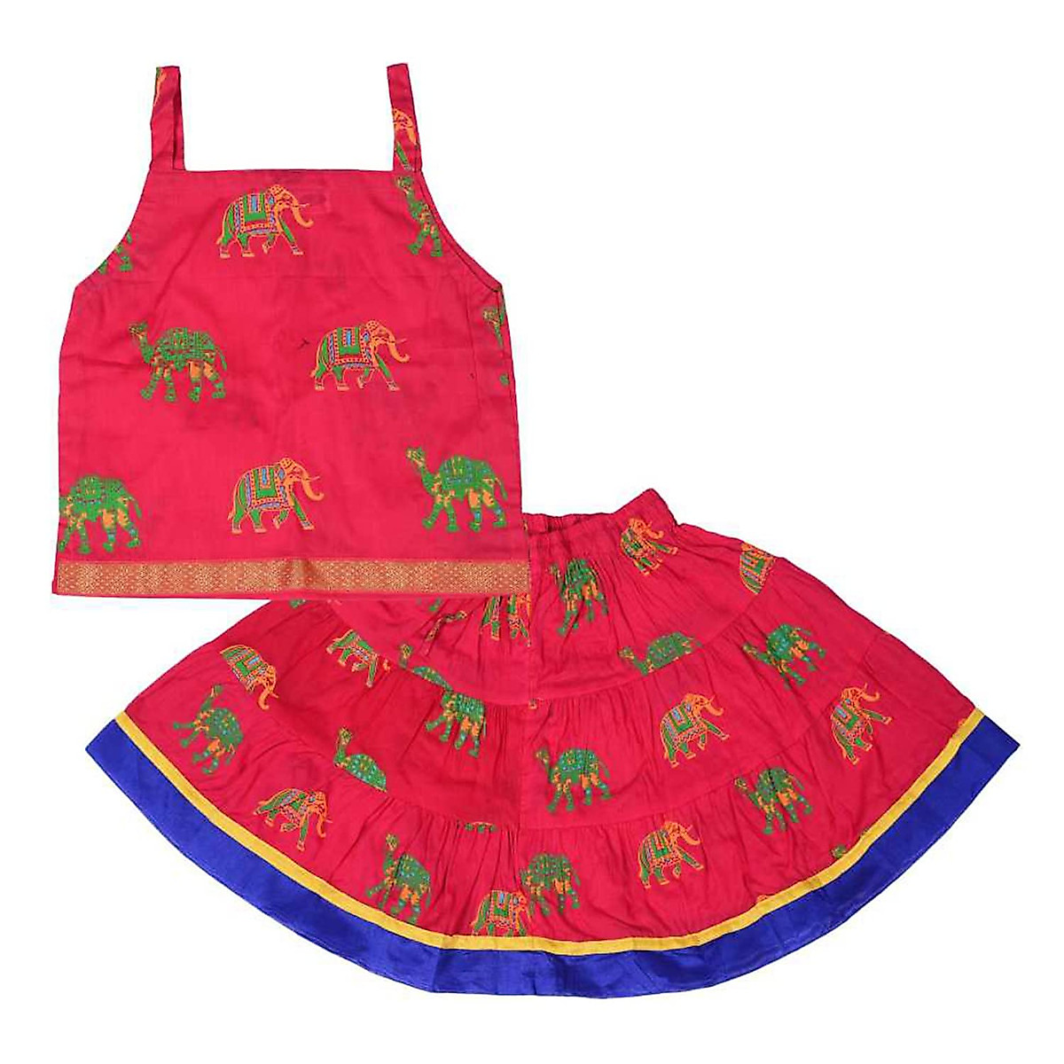 Chandrakala Kids Holi Special Eid Gifts, Lehenga Choli Set for Girls, Pink,5-7 Years (KL102MAG4)