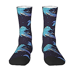 SWEET TANG Running Calf Socks Compatible with Beautiful Mermaids Underwater Dress Socks, Funny Outdoor Football Socks Workout Hiking Walking Socks for Men Women