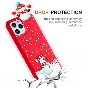 Pnakqil 2 Pieces Christmas Case for Samsung Galaxy S9 Plus 6.2 Inch, Matte Red Silicone Back Cover with Cute Deer and Snowman 3D Doll Cartoon Pattern Slim Shockproof Protective Case for Samsung S9+