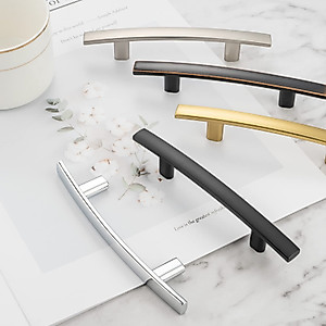 KOOFIZO Solid Curved Bar Cabinet Pull - Black Furniture Arch Handle, 3 Inch/76mm Screw Hole Center, 10-Pack for Kitchen Cupboard Door, Bedroom Dresser Drawer, Bathroom Wardrobe Hardware