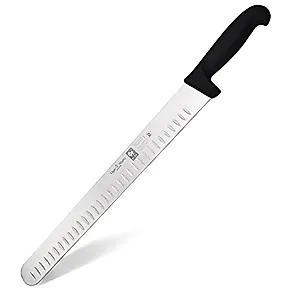 Premium 14-inch Slicing Knife With Granton Edge By Light 'n' Mighty-High Carbon German Stainless Steel Carving Knife For Meat, Whole Turkey, Brisket, Large Roasts-NSF Certified Ergonomic Ham Slicer