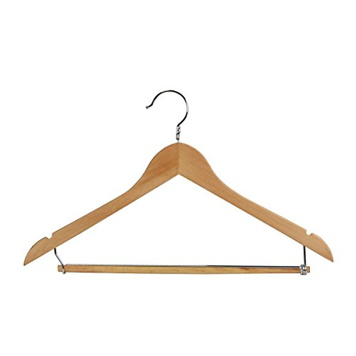 Proman Products Kascade Wooden Hanger, Shoulder Notches, Locking Bar in Natural, 50 pcs / box