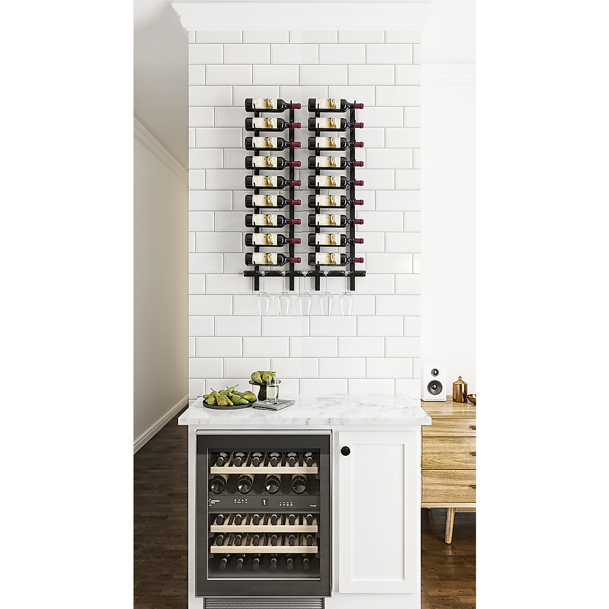 VintageView W Series Wine Rack 2 | Modern Wall Mounted Wine Storage (6 Bottles, Matte Black)