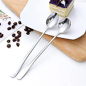 Long Handle Iced Tea Spoon, 7 Inch Stainless Steel Cocktail Stirring Durable Round Head Coffee Stirrers Smooth Teaspoon Bartending Tool Gift for Mothers Mixing Tea Milkshake Latte Cold Drink Party
