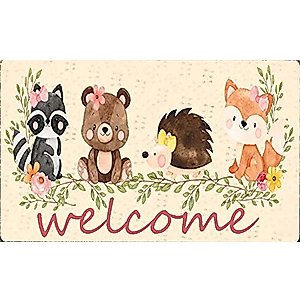 Eeypy Woodland Baby Rectangle Door Hanger Baby Door Hanger Baby Room Decor Rustic Wood Wall Sign 5x10 Inch