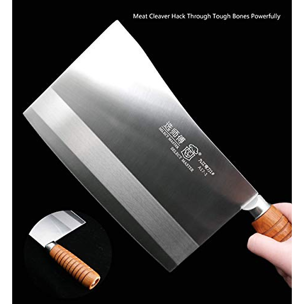 SELECT MASTER Meat Cleaver - Professional Chinese Chef Knife - Heavy Duty Bone Chopper Kitchen Knife - Super Thick Blade - for Home & Restaurant from