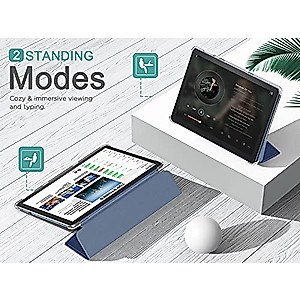 MoKo Case Fits All-New Kindle Fire HD 10 & 10 Plus Tablet (11th Generation, 2021 Release) 10.1" - Slim PU Leather Trifold Stand Cover Frosted Hard Back Shell with Auto Wake/Sleep, Indigo