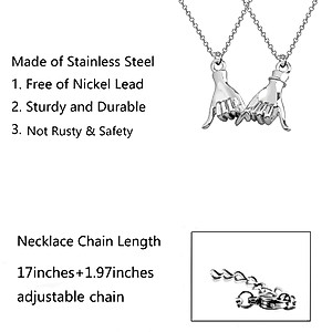 Couples Gifts Pinky Promise Necklace Set Matching Necklaces Couples Jewelry Long Distance Couples Gifts for Girlfriend Boyfriend (Silver)