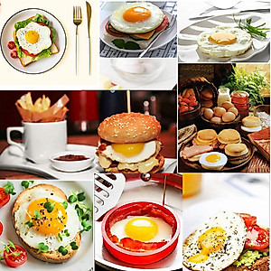 Egg Ring, Yubng Egg Cooking Rings, Round Pancake Mold, Silicone Ring for Eggs, 4 Pack Reusable Fried Egg Mold with an Oil Brush (multi-shapes)