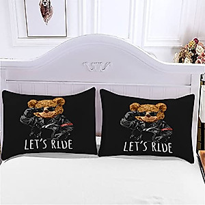 Quilt Cover Twin Size Cartoon Bear Doll 3D Bedding Sets Knight Style Duvet Cover Breathable Hypoallergenic Stain Wrinkle Resistant Microfiber with Zipper Closure,beding Set with 2 Pillowcase