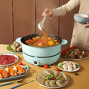 Hot Pot Electric with Burner, 5.3QT Hot Pot Electric Shabu Shabu Pot, Split Multi Non-Stick Electric Skillet, Portable Kitchen Burner Stove with Shabu Hot Pot for Home Cooking, Family Party