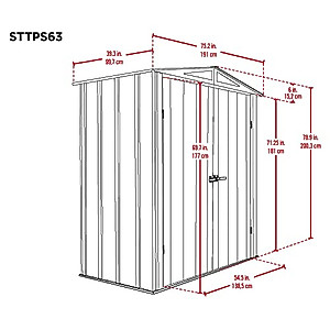Scotts 6' x 3' x 6' Garden Storage Cabinet, Compact Outdoor Lockable Metal Shed Kit for Backyard, Patio, and Lawn