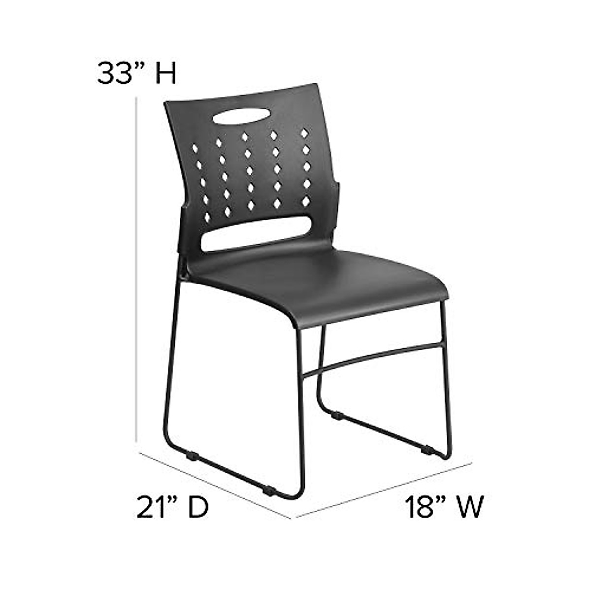 Flash Furniture HERCULES Series 881 lb. Capacity Black Sled Base Stack Chair with Air-Vent Back