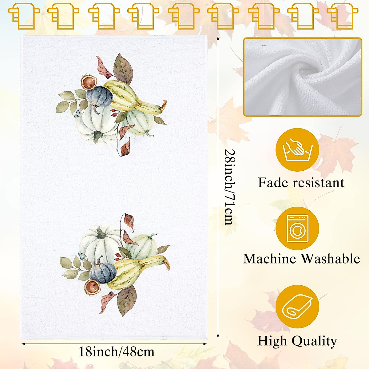 WILLBOND 4 Pieces Farmhouse Fall Kitchen Towels Autumn Kitchen Dish Towels Farmhouse Bath Towels Hand Towels Tea Towels for Fall Kitchen Thanksgiving Gifts, 18 x 28 Inch (Pumpkin)