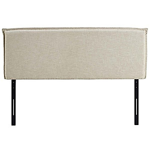 Modway Camille Linen Fabric Upholstered Queen Headboard in Beige with French Piping