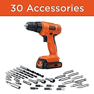 BLACK+DECKER LD120VA 20-Volt Max Lithium Drill/Driver with 30 Accessories (Renewed)
