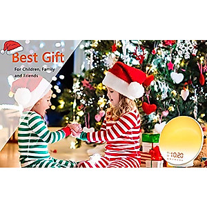 Wake Up Light Sunrise Alarm Clock for Kids, Heavy Sleepers, Bedroom, with Sunrise Simulation, Sleep Aid, Dual Alarms, FM Radio, Snooze, Nightlight, Daylight, 7 Colors, 7 Natural Sounds, Ideal for Gift