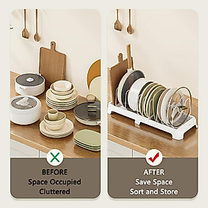 AFYDTMY Pot and Pan Organizers Rack, 7+ Pans and Pots Lid Organizer Rack Holder, Pan Organizer,Kitchen Cabinet Pantry Bakeware Organizer Rack Holder