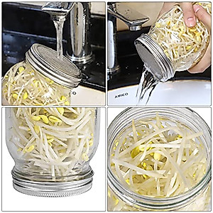 Seed Sprouting Jar Kit with 2 Wide Mouth Ma-son Jars, 2 Stainless Steel Screen Sprout Lids, 2 Blackout Sleeves, Tray, Sprouter Stand and Brush, Sprouting Kit for Growing Broccoli Alfalfa Bean Sprouts