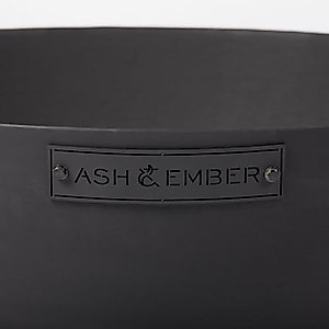 Ash & Ember 29" Hemisphere Fire Pit, Wood Burning Backyard Fireplace, Round Flat Flanged Base, Cast Iron High-Temp Black Paint Fire Bowl, Portable Outdoor Firepit