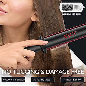AXUF Hair Straightener, 2 in 1 Straightens & Curls with Adjustable Temp, Auto-Off Flat Iron, 1 Inch Dual Voltage - Flat Iron