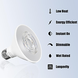 Maelsrlg Dimmable PAR30 Short Neck Flood Light LED Bulb - 9W (75W Equivalent) 3000K Warm White, Indoor and Outdoor LED Spotlight Bulbs, E26 Medium Base, 850 Lumens, 4 Pack