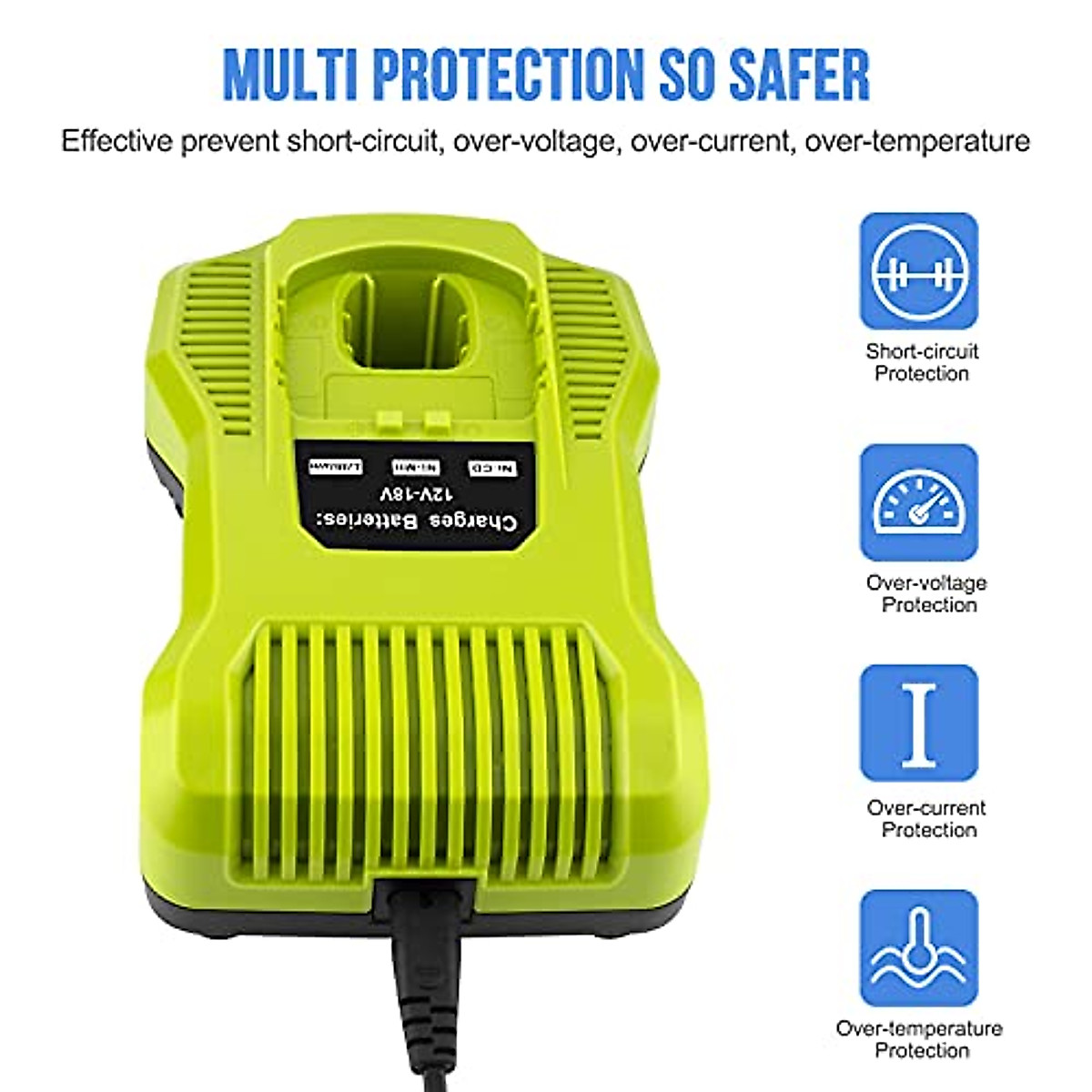 ADVTRONICS P117 P118 Dual Chemistry Charger Compatible with Ryobi 12V-18V One+ NiCd NiMh Lithium Battery P100 P101 P102 P103 P105 P107 P108 P200 1400670