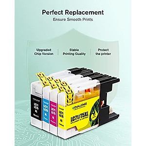LC75 LC71 High Yield Compatible Ink Cartridge Replacement for Brother LC75 LC71 LC79 XL Ink cartridges to Use with MFC-J6510DW MFC-J6710DW MFC J6910DW J280W (8 Black, 4 Cyan, 4 Magenta, 4 Yellow)
