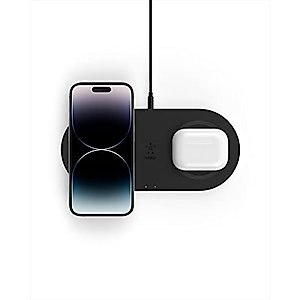 Belkin Quick Charge Dual Wireless Charging Pad - 10W Qi-Certified Charger Pad for iPhone, Samsung, Apple Airpods & More - Charge While Listening to Music, Streaming Videos, & Video Calls - Black