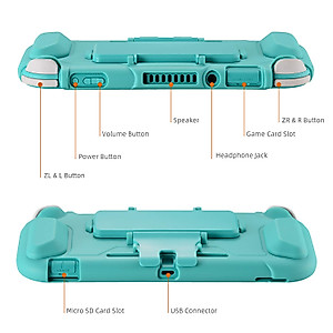 Protective Case Bundle for Nintendo Switch Lite, Tempered Glass Screen Protector, 4 Game Card Slots, Kick-Stand, Ergonomics Hand Grip, Shockproof, Anti-Scratch, Slim for Nintendo Switch Lite Case Blue