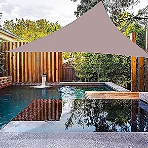JLCP Waterproof Triangle Sun Shade Sail 4 X 4 X 5.7 M, 90% UV Block Canopy for Patio, Right Angle Garden Shade Sails with 3 Ropes,Sunshade Awnings for Outdoor Camping Lawn,Light Brown