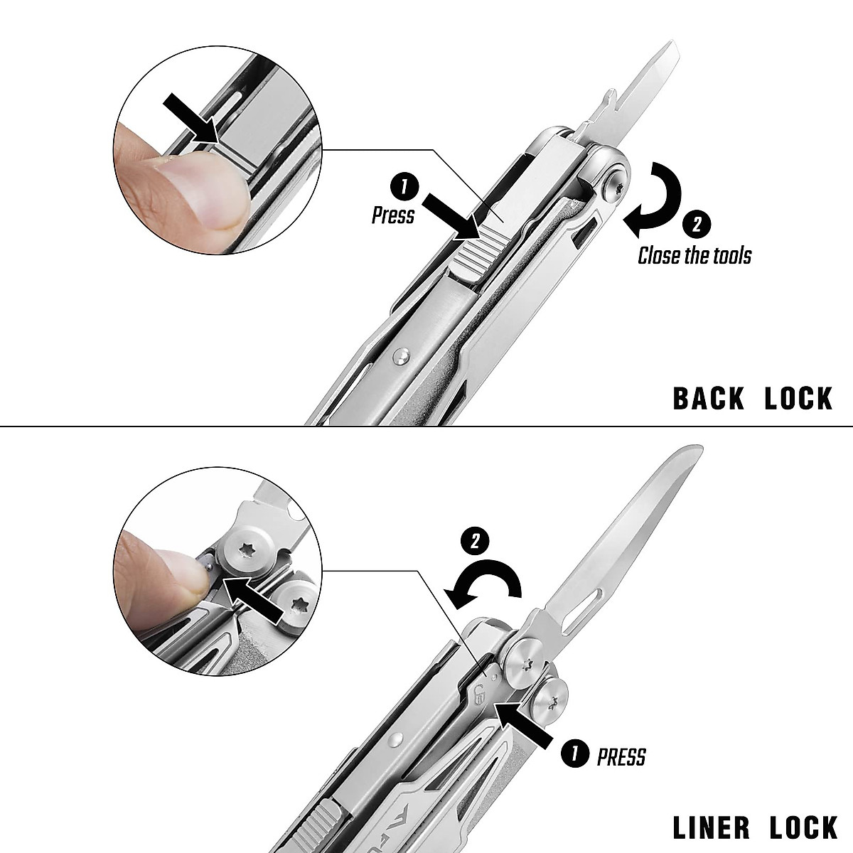 Flissa 16-in-1 Multitool Pliers & FLISSA Hunting Knife with Leather Sheath