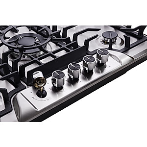30 Inch Gas Cooktop, Stainless Steel Built-in 5 Burners Gas Stovetop LPG/NG Convertible Gas Stove Top Dual Fuel Gas Hob DM5722